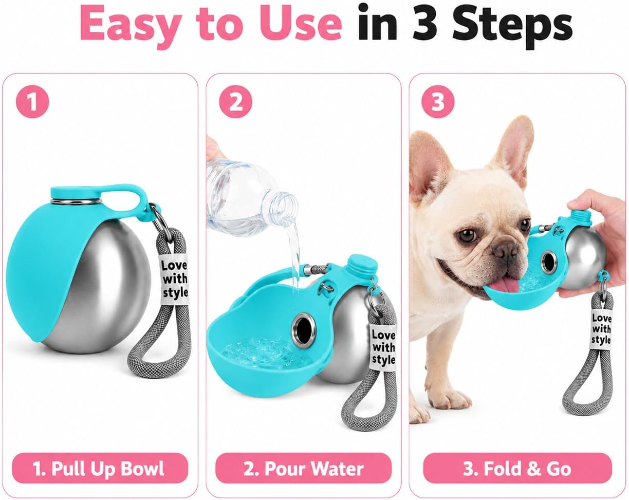 The Walk-Ready Pet Water Bottle with Bowl - 10 Oz (285 ml) – The Loyal Kind